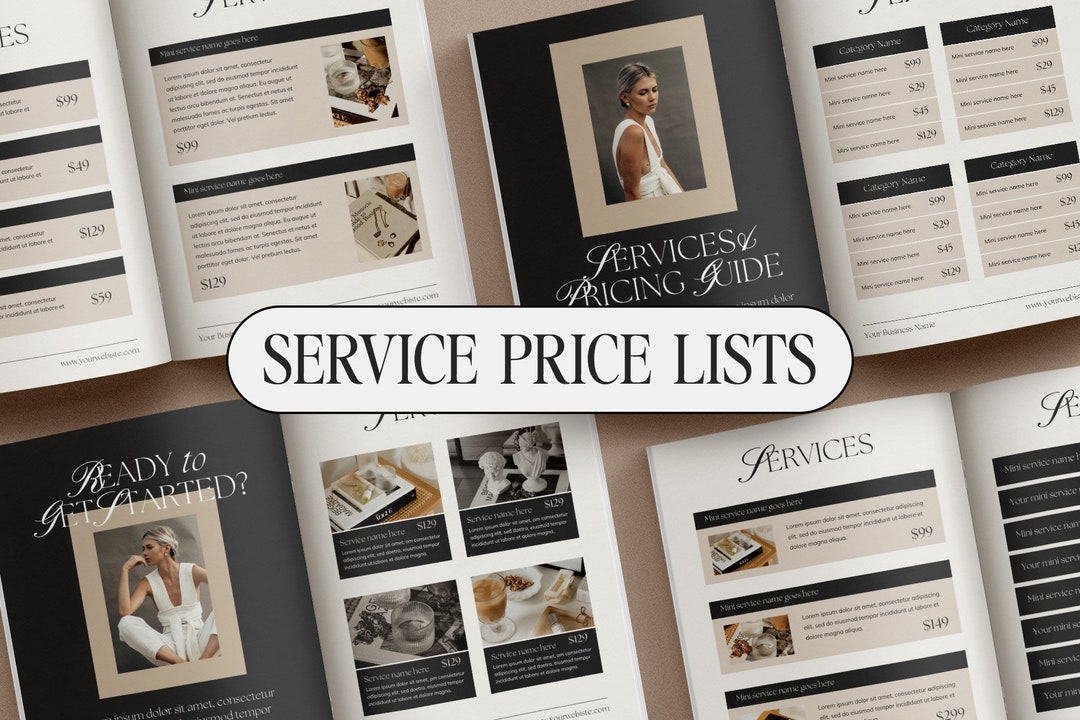 Luxury Price List Template | Pricing Packages | Price Sheet | Client ...