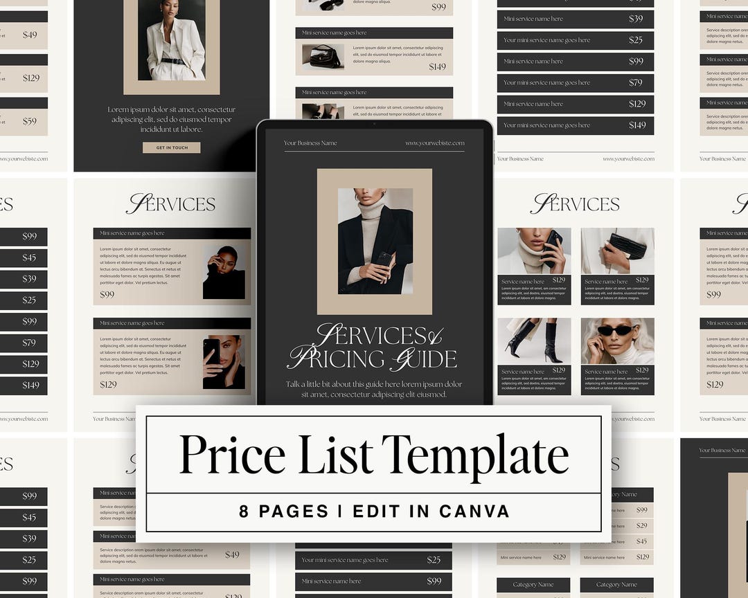 Price List Template: Elegant 8 Page Services Pricing Menu Brochure for ...
