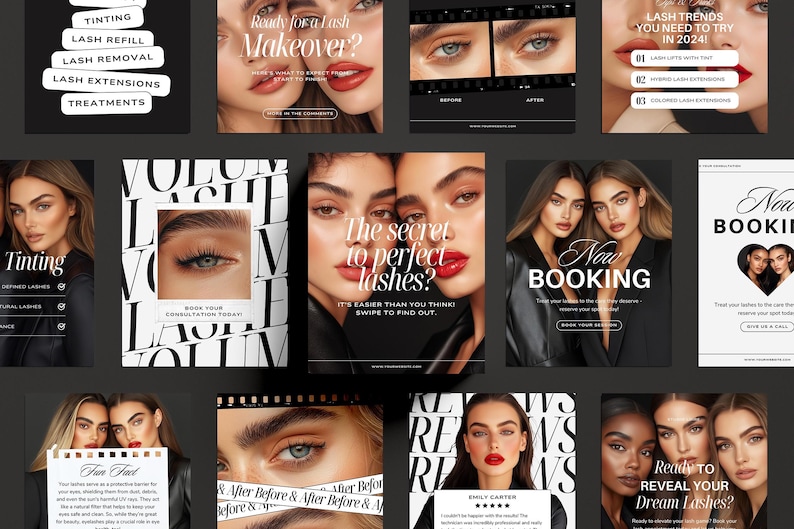 Lash Tech Instagram Templates: Lash Artist Social Media Posts (canva ...