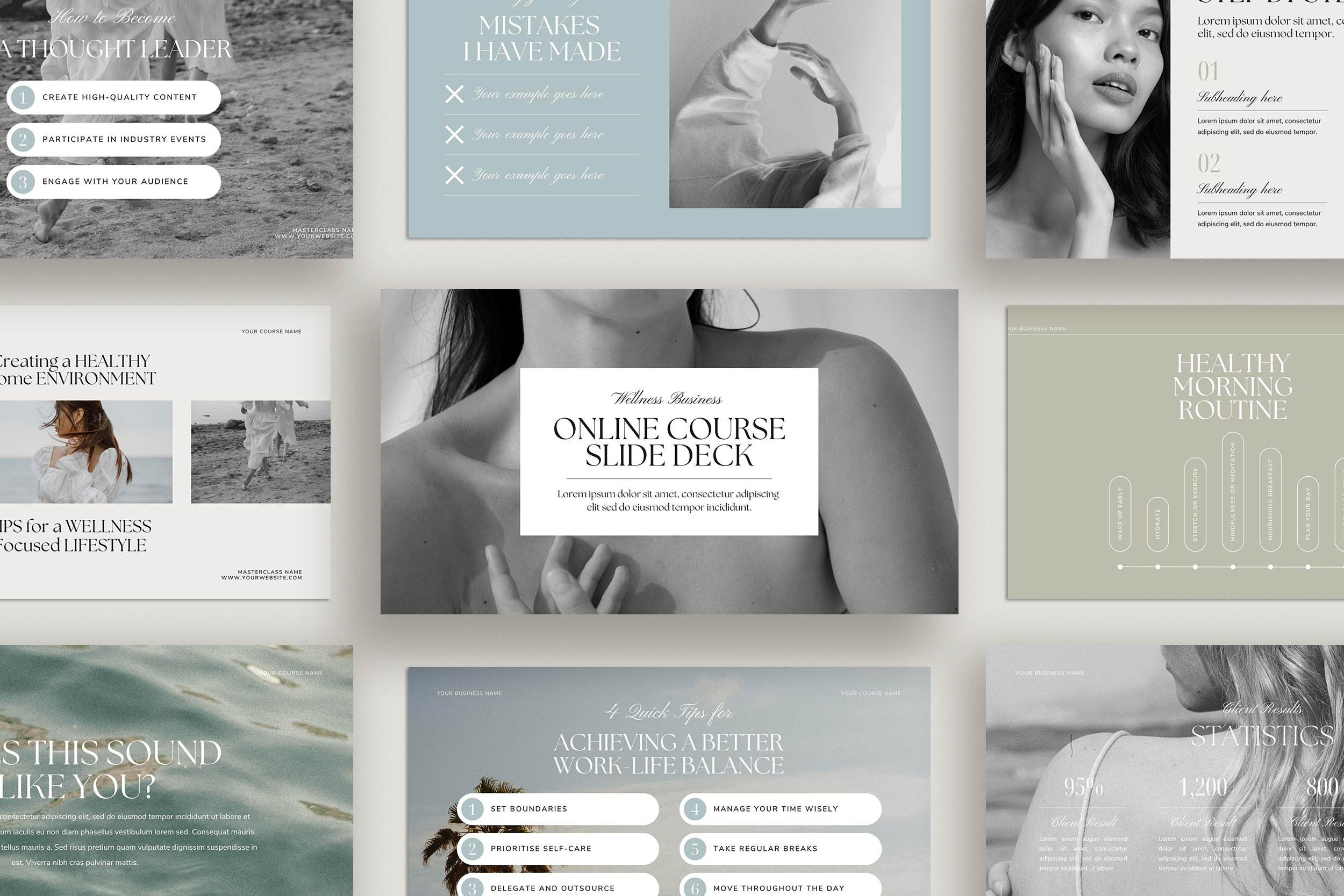 Masterclass Slide Deck Template, Health and Wellness Coach Presentation Template, Self Care ...