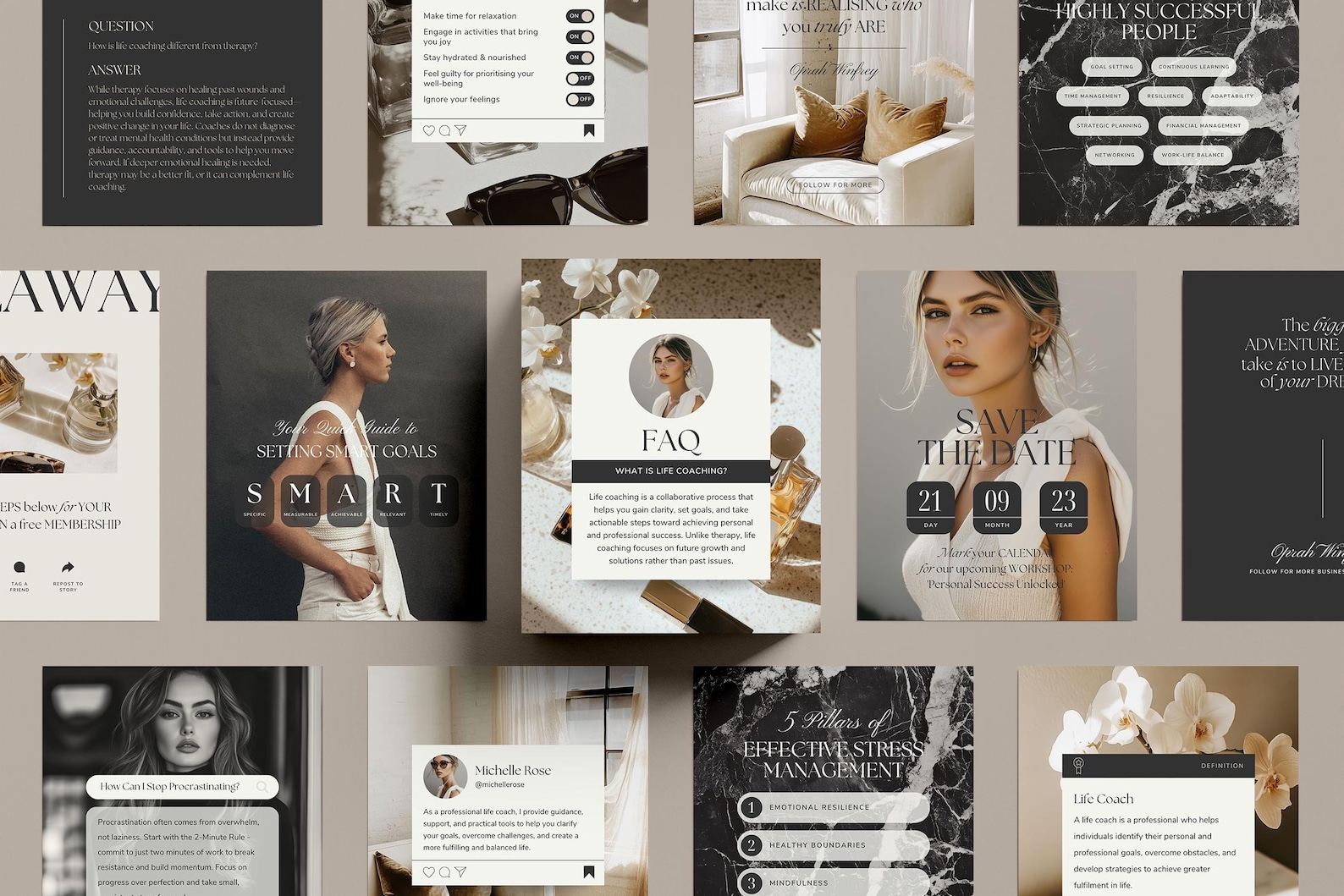 Life Coach Instagram Templates, Coaching Instagram Posts and Stories ...