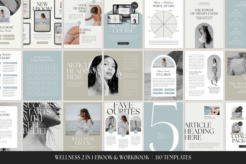 Health & Wellness Course Template Bundle | Canva Templates for Health ...