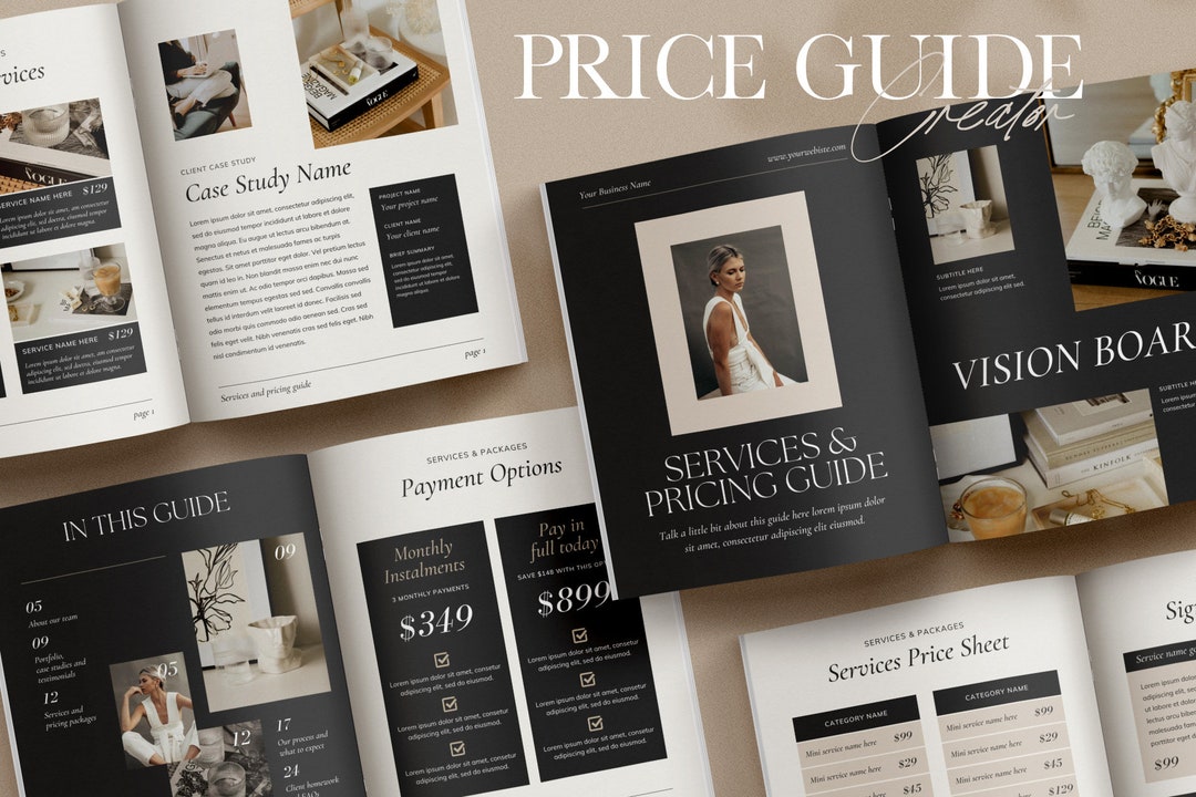 Services & Pricing Guide Client Brochure Template: Portfolio - Etsy