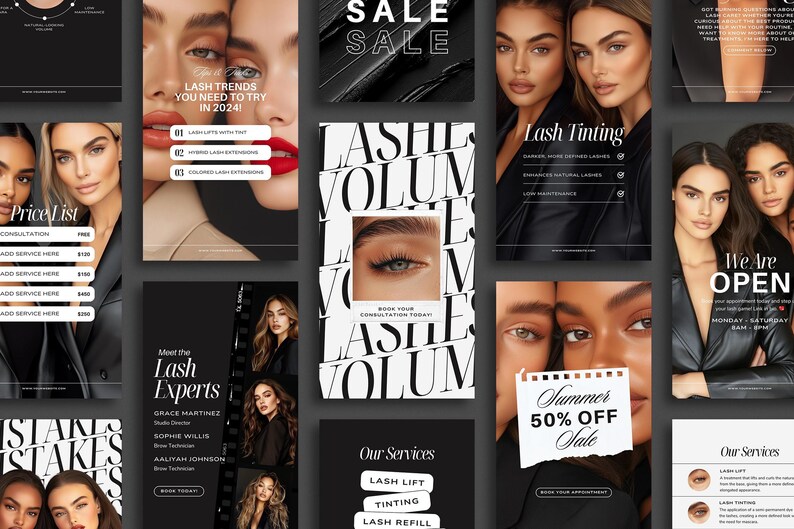 Lash Tech Instagram Templates: Lash Artist Social Media Posts (canva ...