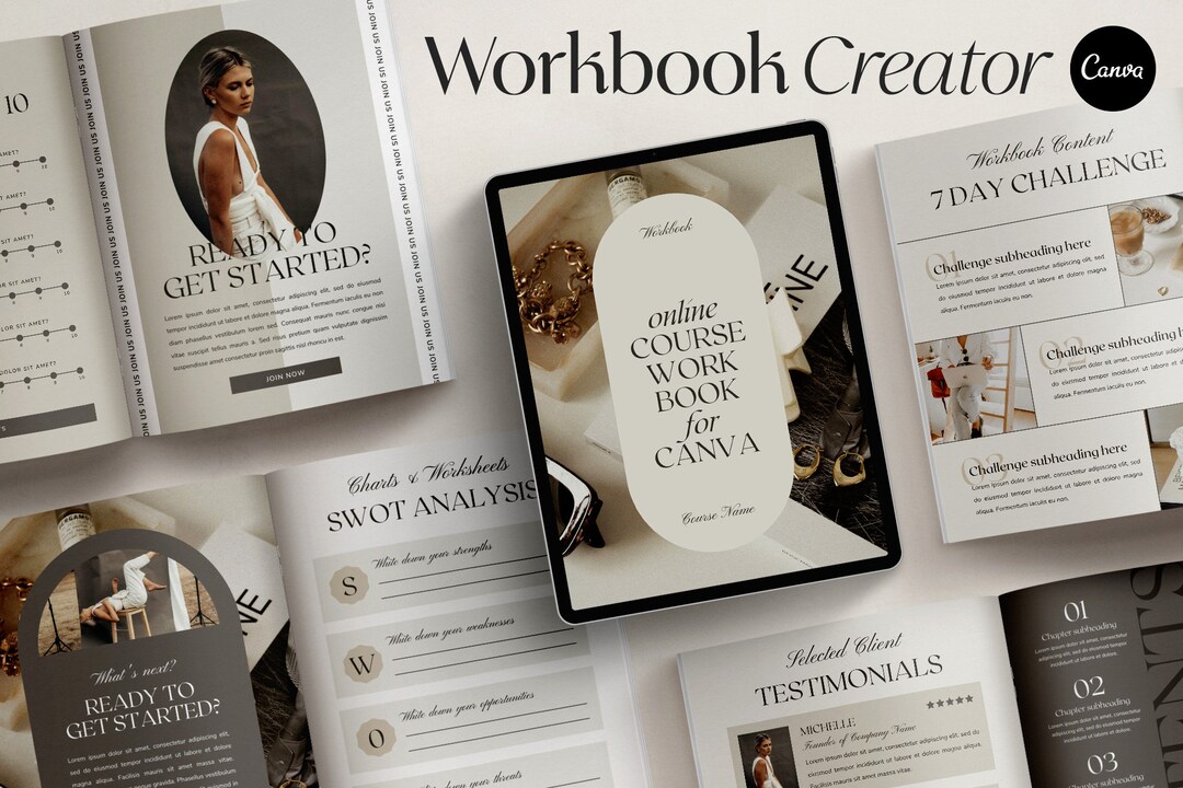 Aesthetic Workbook Template Canva. Create Course Workbooks, Challenges ...