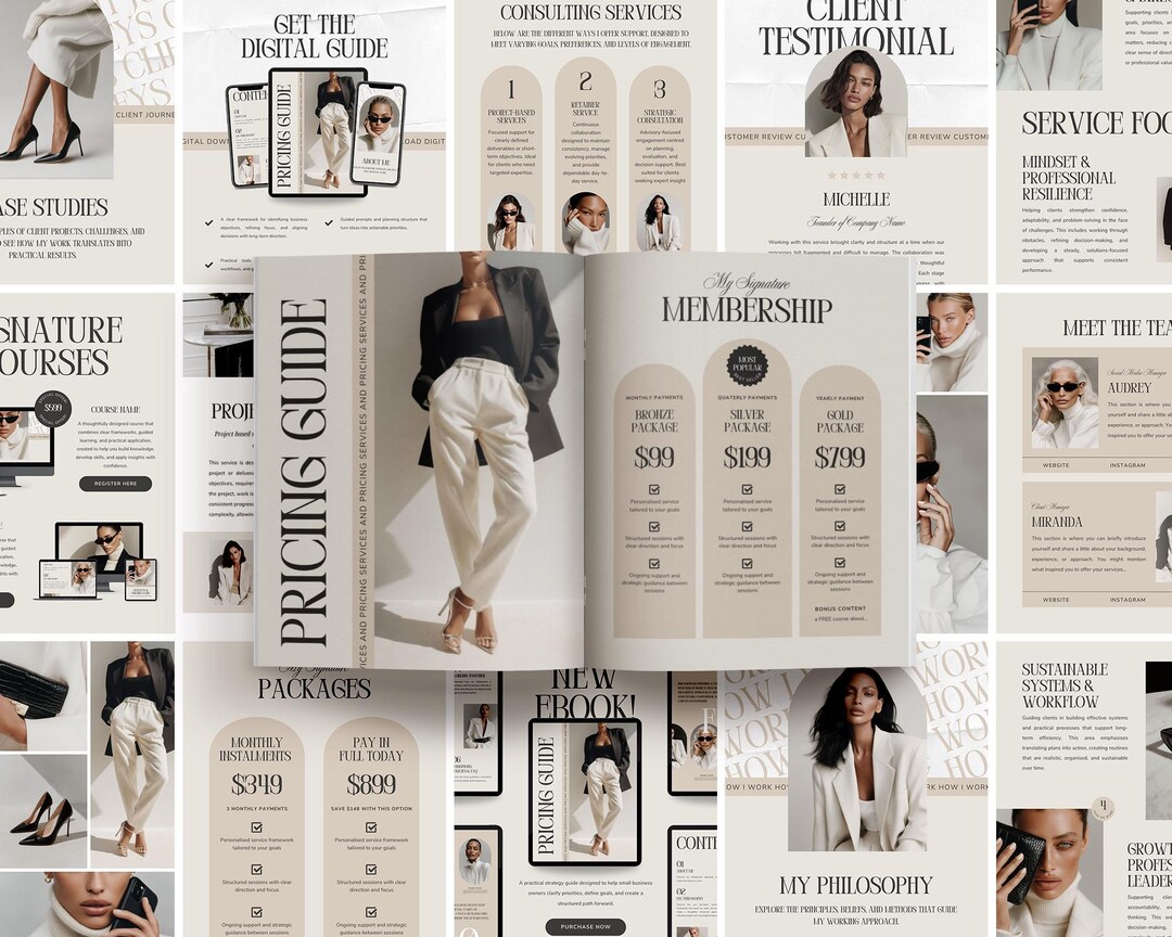 Services & Pricing Guide Template, Elegant Aesthetic Business Brochure ...