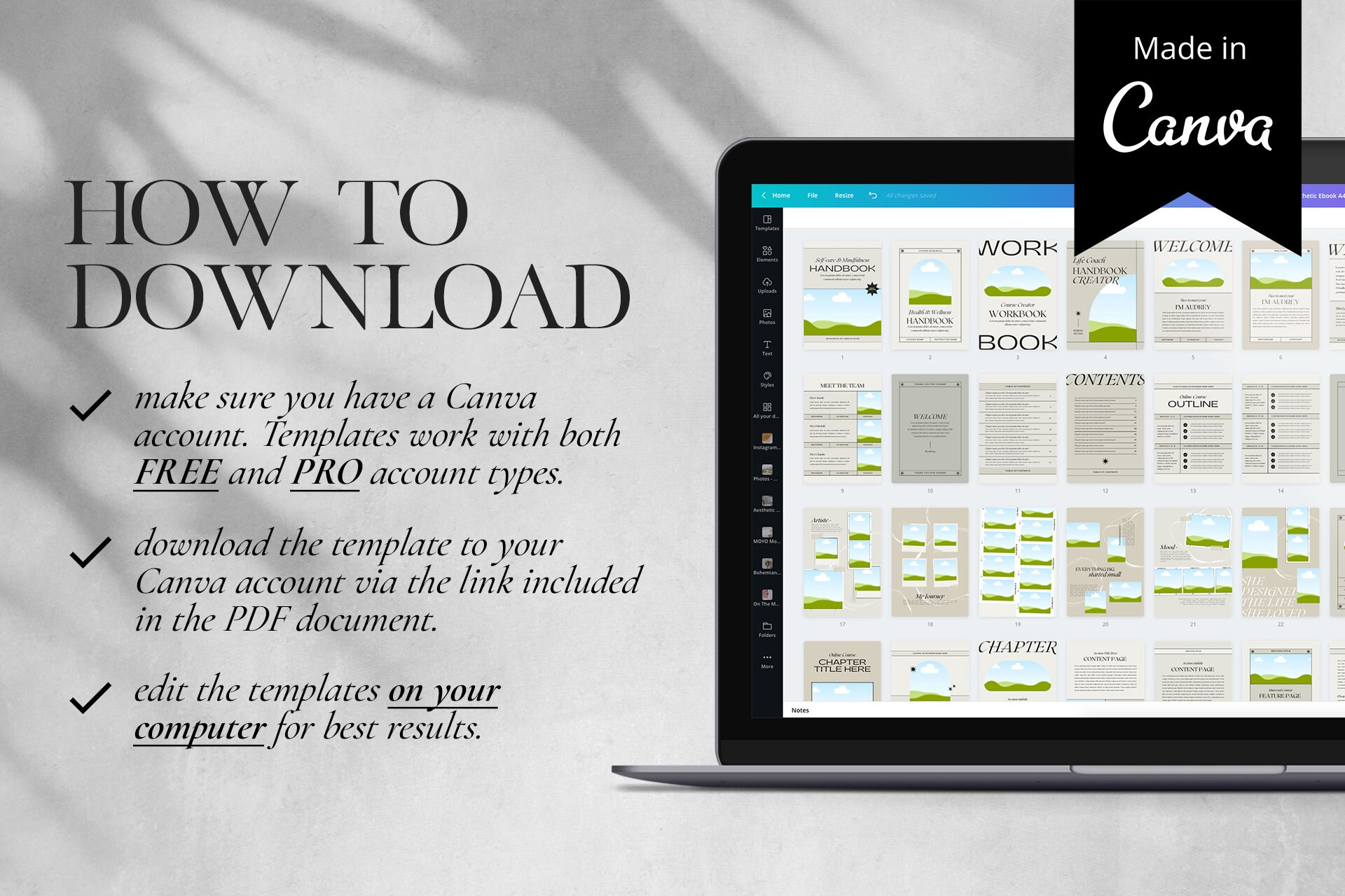 Elegant 80-page Workbook and Ebook template for CANVA. Great | Etsy