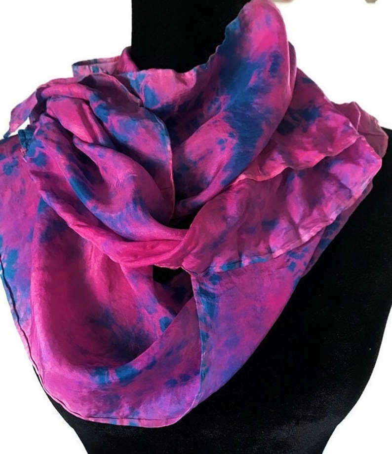 Silk Scarf Blue Raspberry Pinks and Blue Mulberry Organic Habotai Silk ...