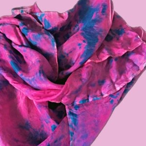 Silk Scarf Blue Raspberry Pinks and Blue Mulberry Organic Habotai Silk ...