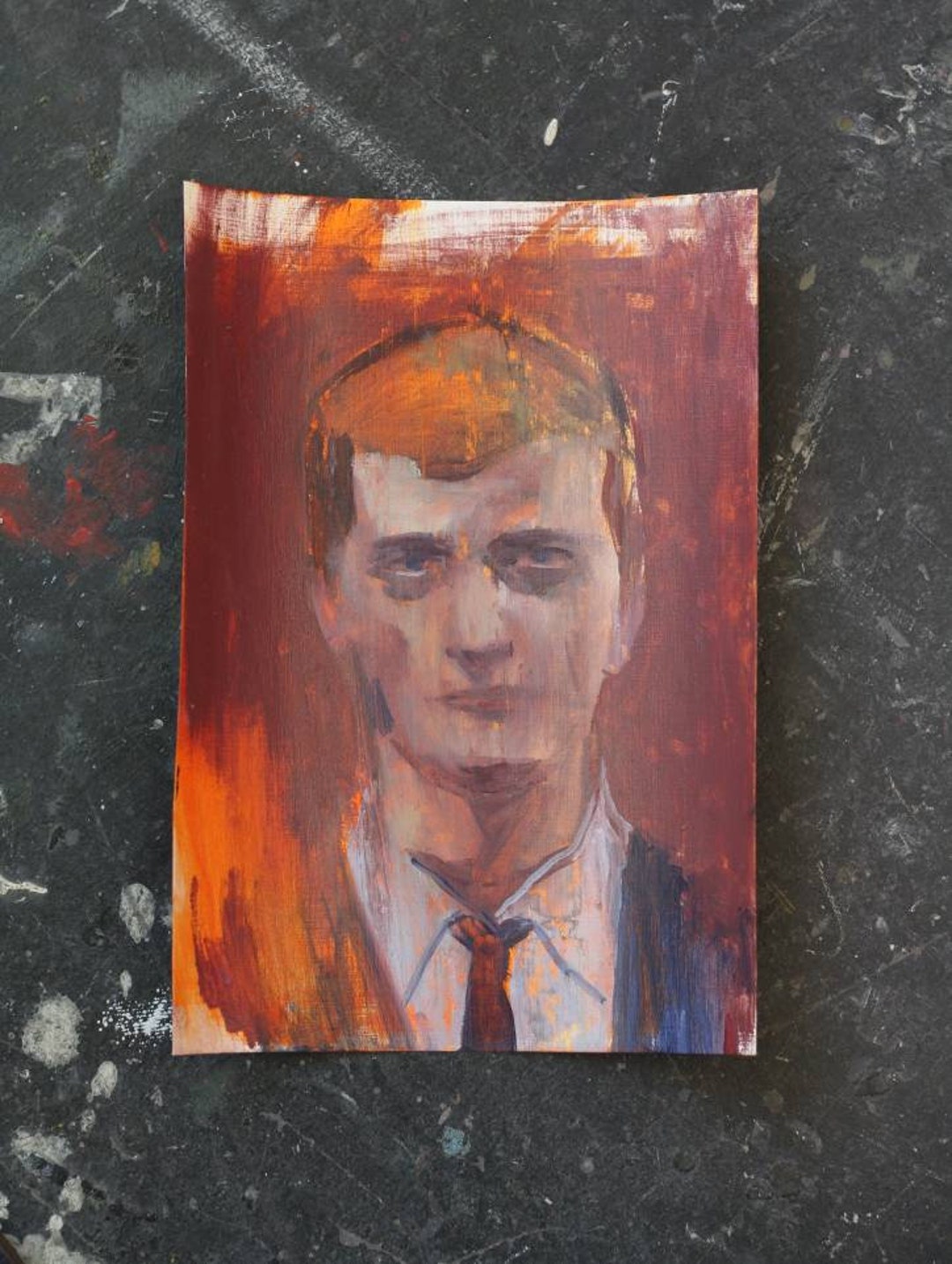 Study of a Blurry Head no. 6 // Original Artwork Male Abstract Portrait ...