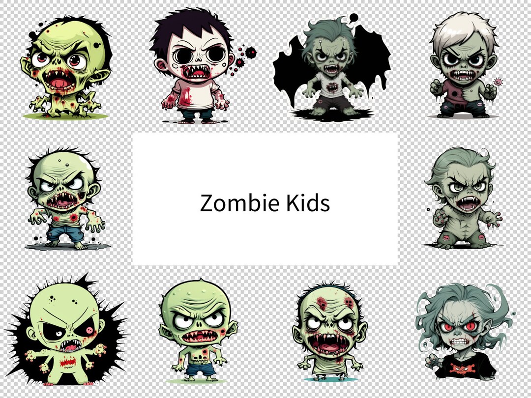 Zombie Kids Clipart 71 High Quality Png's Digital Download Card Making ...