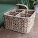 Woven Jute Wicker Square Four-sectioned Handled Basket | Boho Bohemian ...