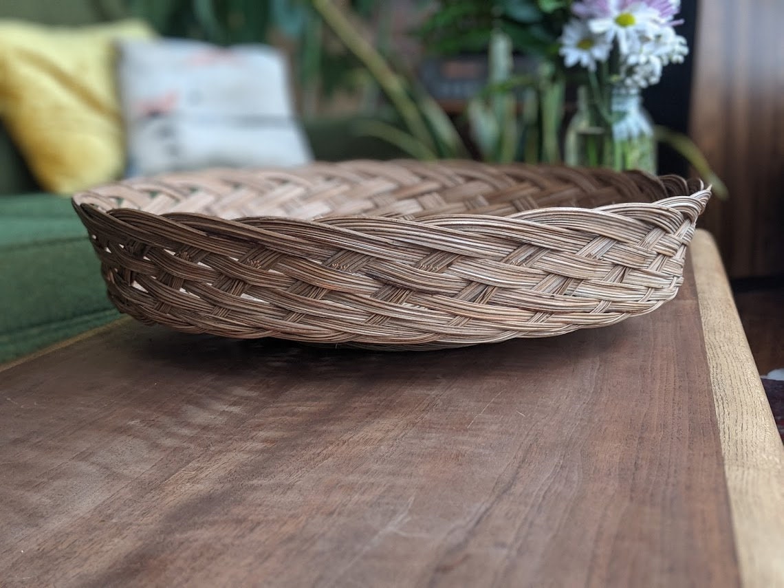Large Woven Straw Wicker Tray | Boho Bohemian Eclectic Basket - Etsy