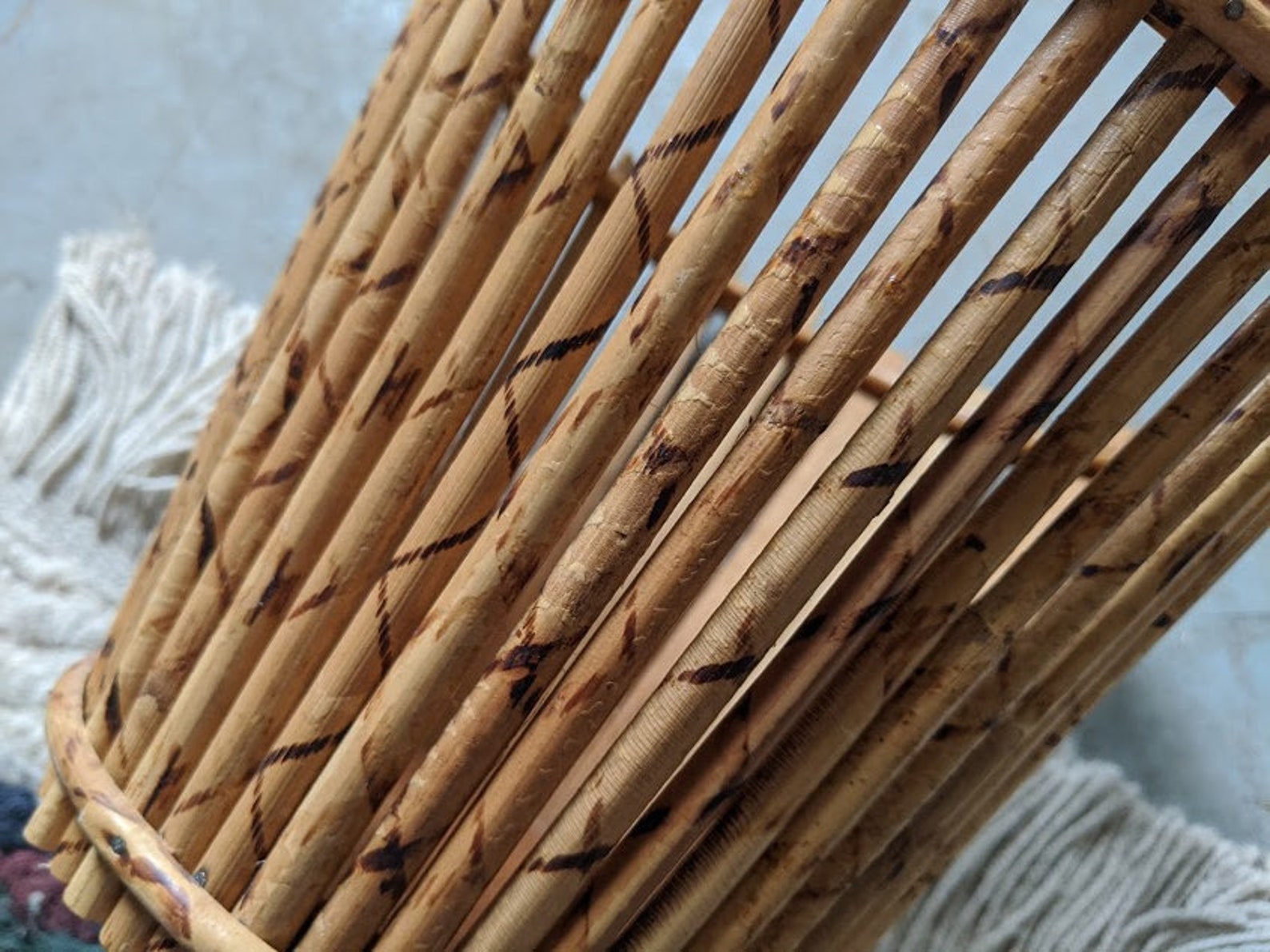 Small Wooden Boho Plant Basket | Tropical Beach House Indoor Planter ...
