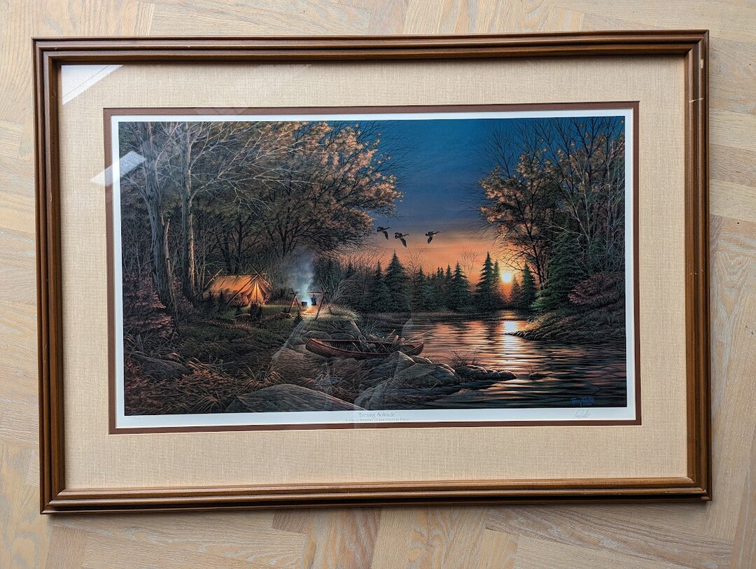Terry Redlin Evening Solitude 1989 Hand Signed Open Edition Wood Framed ...