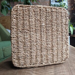 Woven Jute Wicker Square Four-sectioned Handled Basket | Boho Bohemian ...