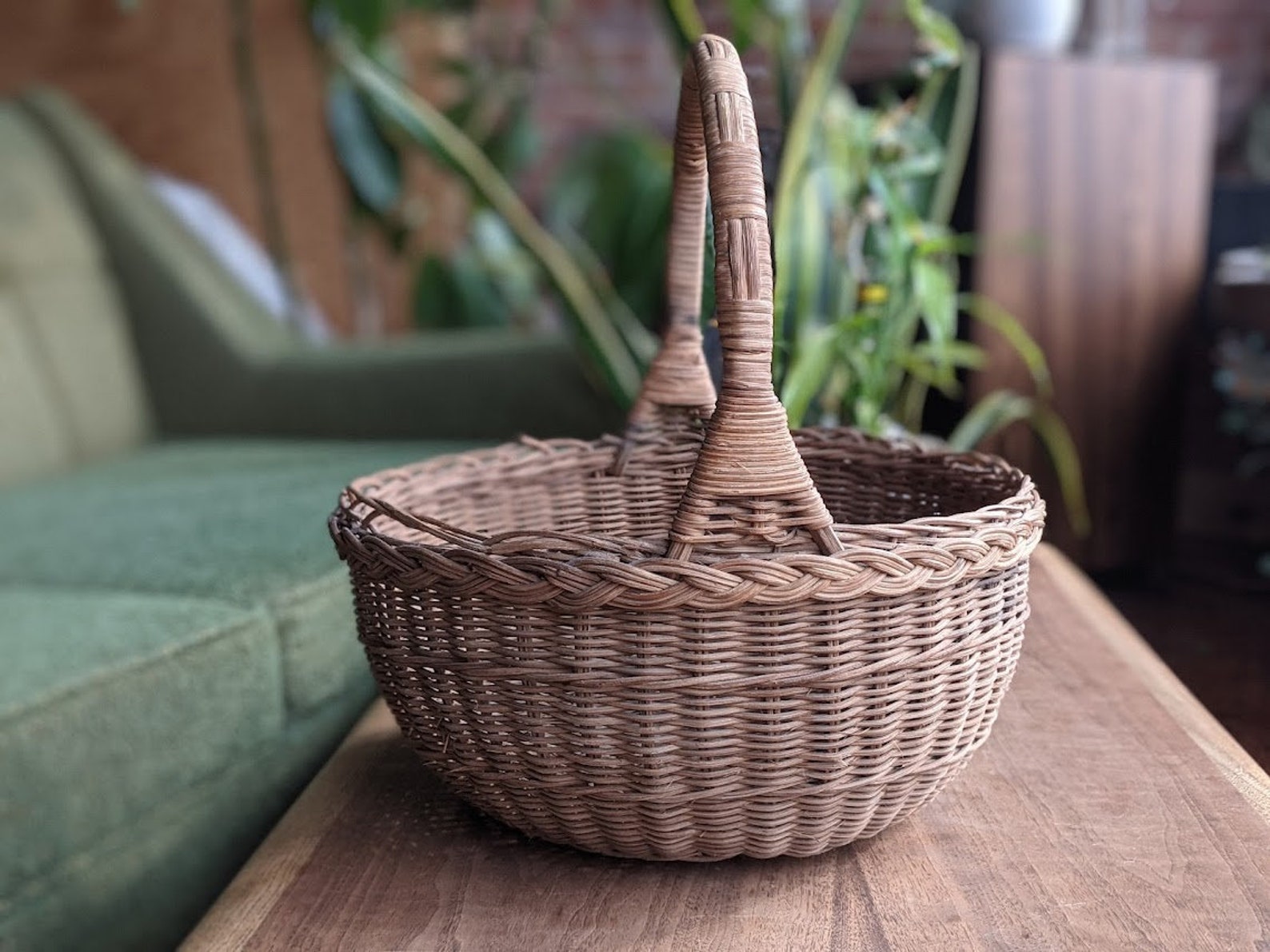 Large Round Wicker Flower Basket | Rustic Country Farmhouse Garden ...