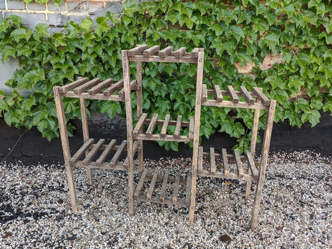 Rustic Primitive Wooden Plant Stand | Multi-tiered Country Farmhouse ...