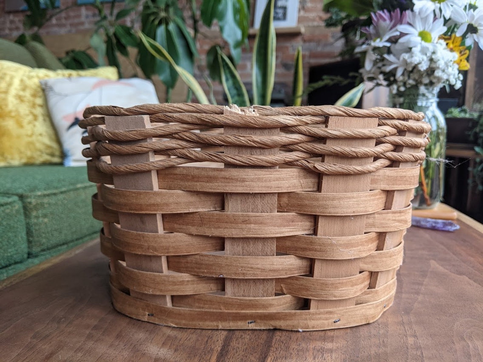 Vintage Woven Wicker Wood Basket Farmhouse Country Rustic - Etsy