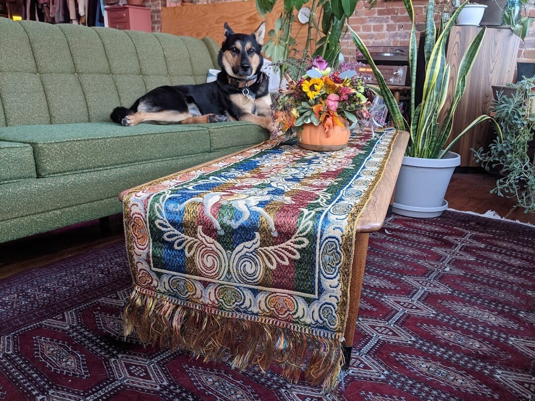 Rainbow Ornate Tassled Floral Horse Table Runner | Holiday Christmas ...