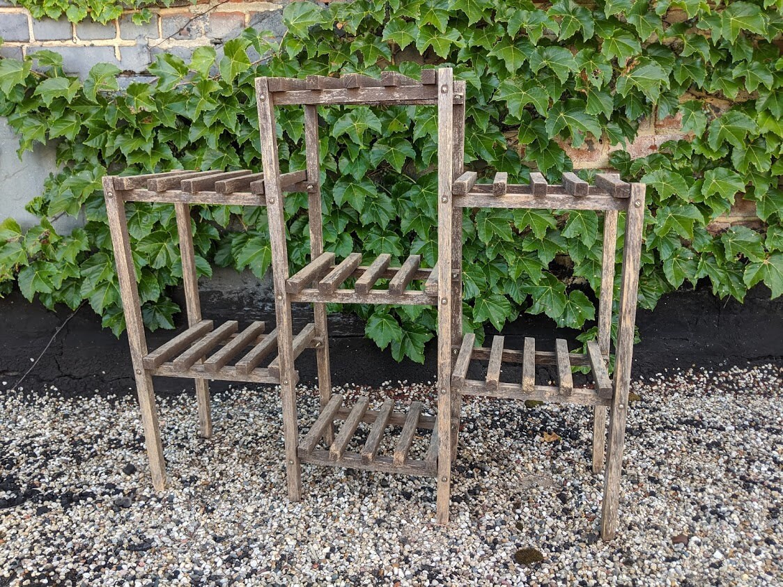 Rustic Primitive Wooden Plant Stand | Multi-tiered Country Farmhouse ...