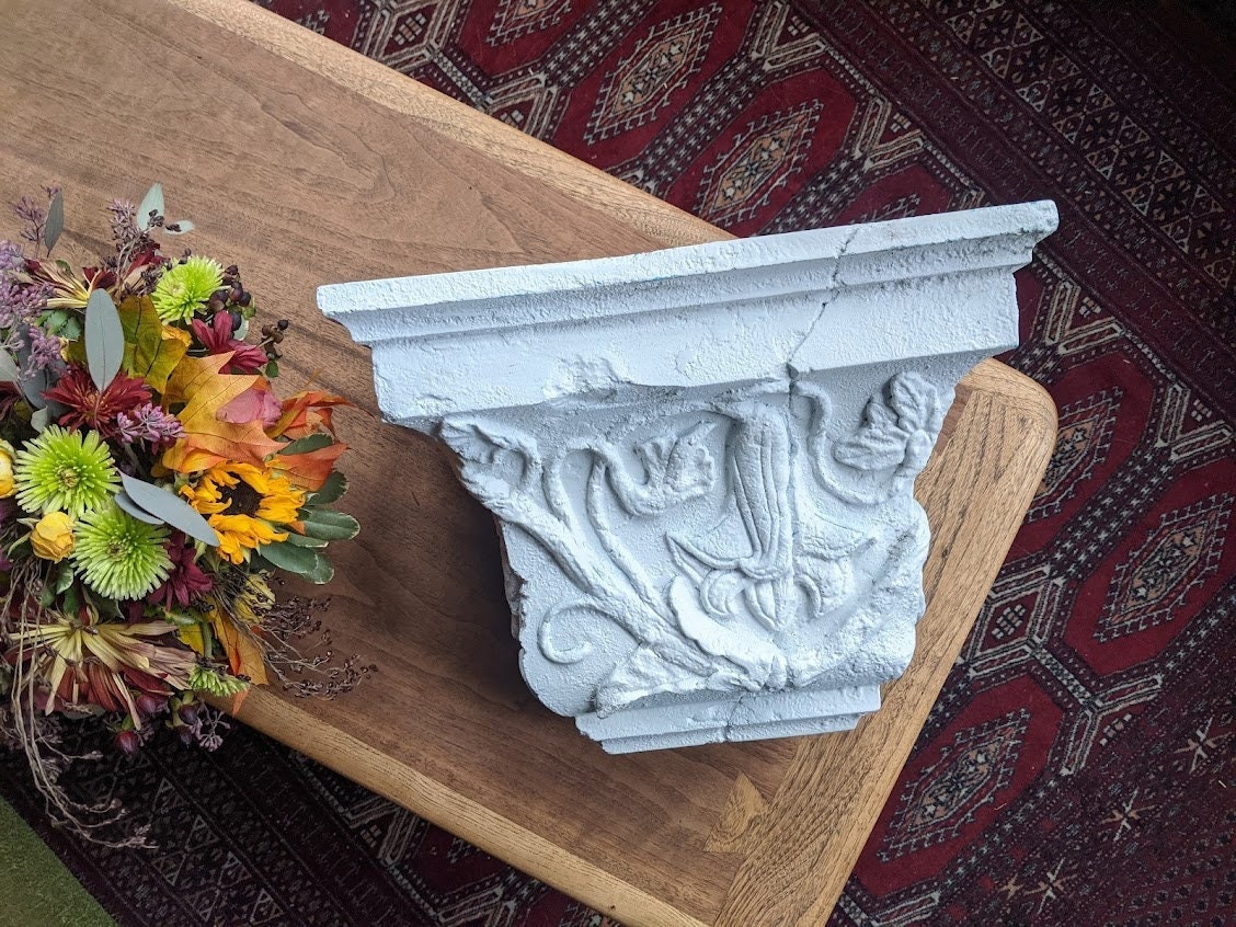 Large White Faux Stone Crown Moulding Hanging Shelf Roman | Etsy