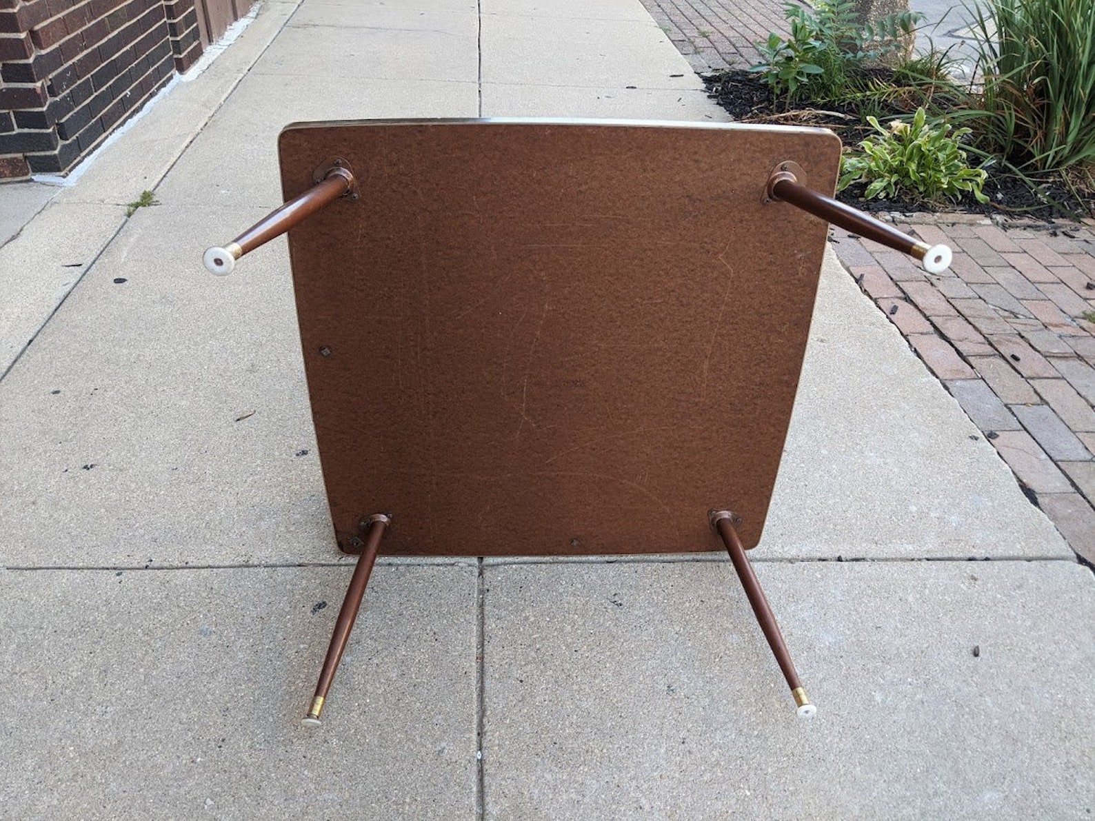 Mid-century Two-tiered Corner Formica Wood Table | Retro Eclectic ...