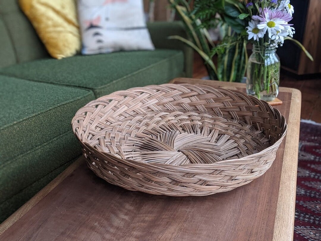 Large Woven Straw Wicker Tray | Boho Bohemian Eclectic Basket - Etsy