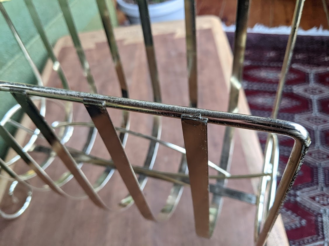 Vintage gold metal brass magazine rack minimal hollywood | Etsy