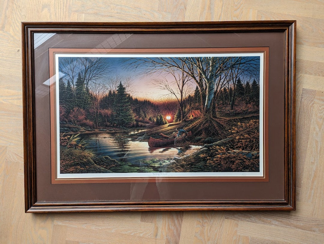 Terry Redlin Morning Solitude 1990 | Wood Framed Painting Print Vintage ...
