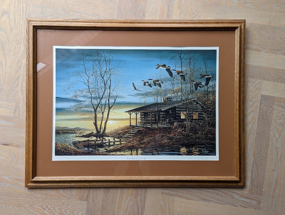 Terry Redlin Evening Retreat 1982 | Wood Framed Painting Print Vintage ...