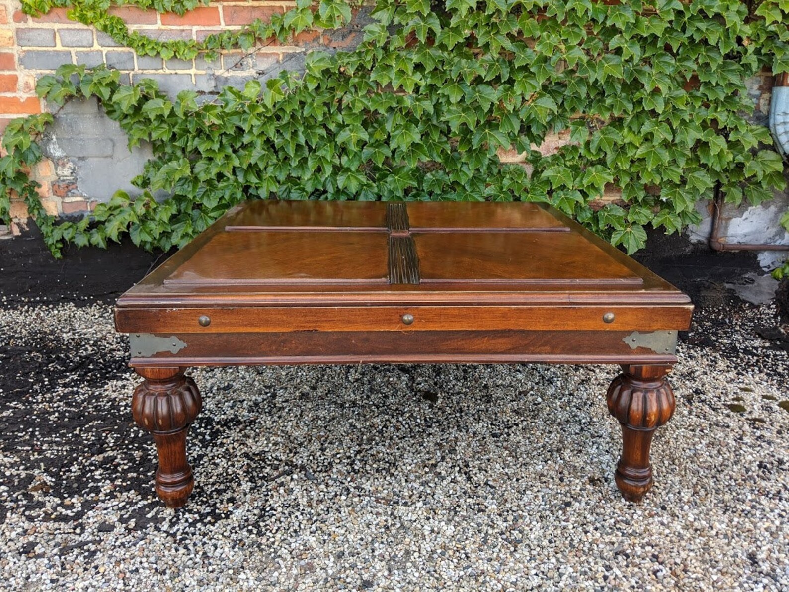 Large Gothic Mid-century Wooden Square Coffee Table Antique | Etsy