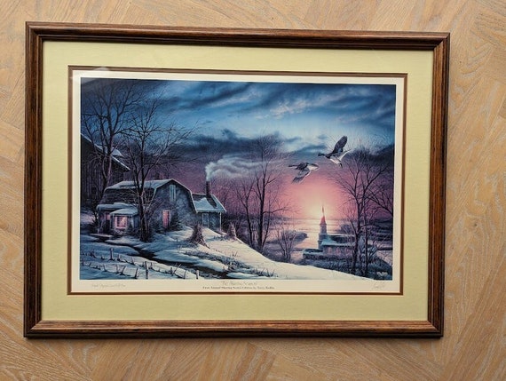 Terry Redlin Hand Signed Night Flight Framed Canvas Print By Terry