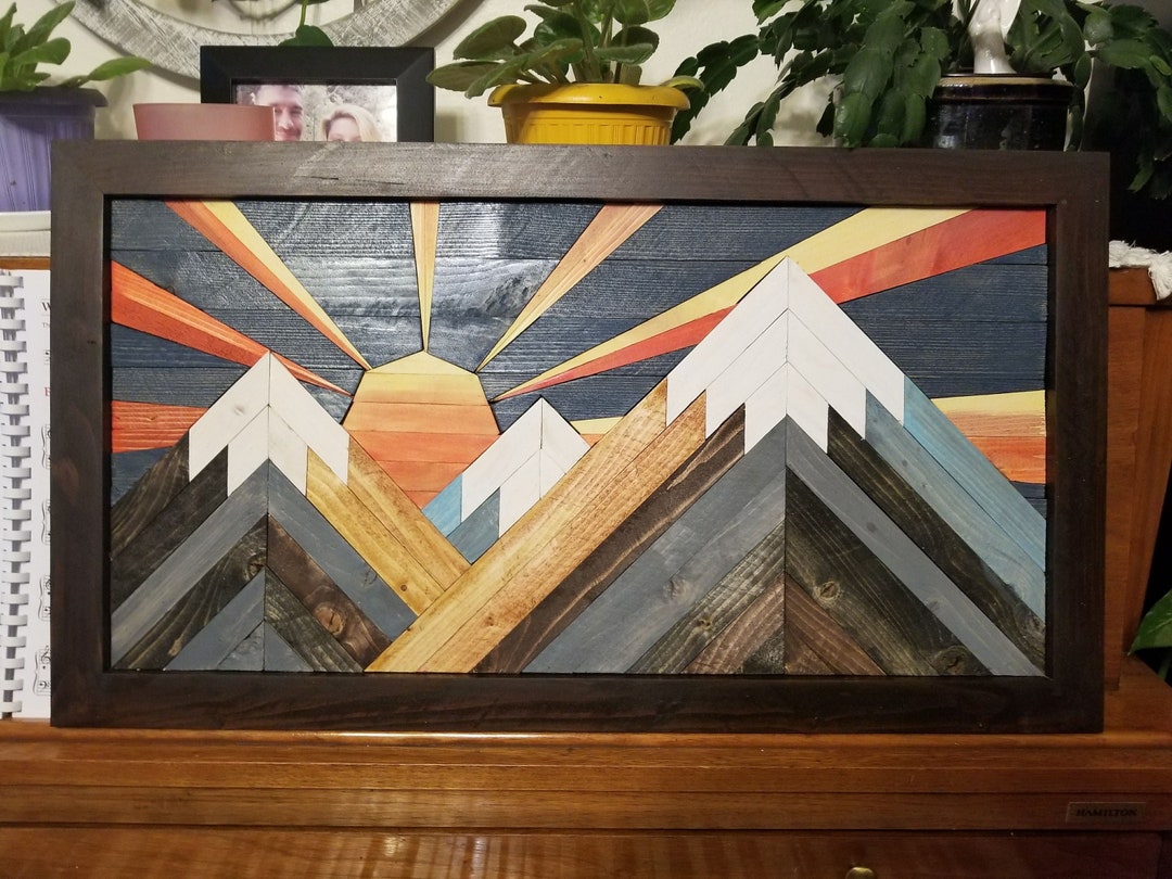 Wooden Slat Art-mountain Sunset - Etsy