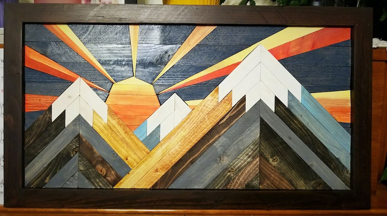 Wooden Slat Art-mountain Sunset - Etsy