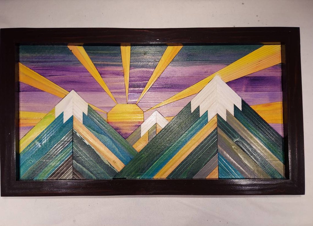 Wooden Slat Art- Mountain Sunset/sunrise - Etsy