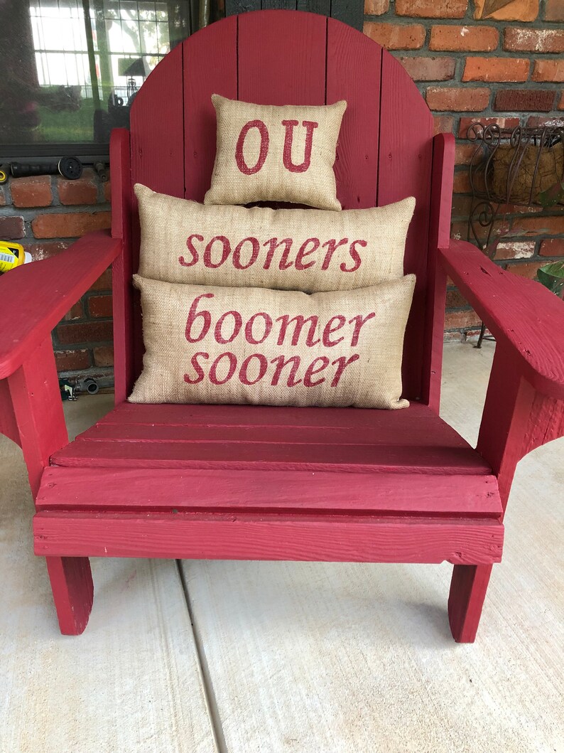 Boomer Sooner burlap pillow University of Oklahoma pillows | Etsy
