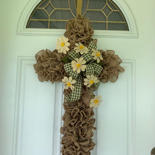 Burlap Cross Wreath - Etsy