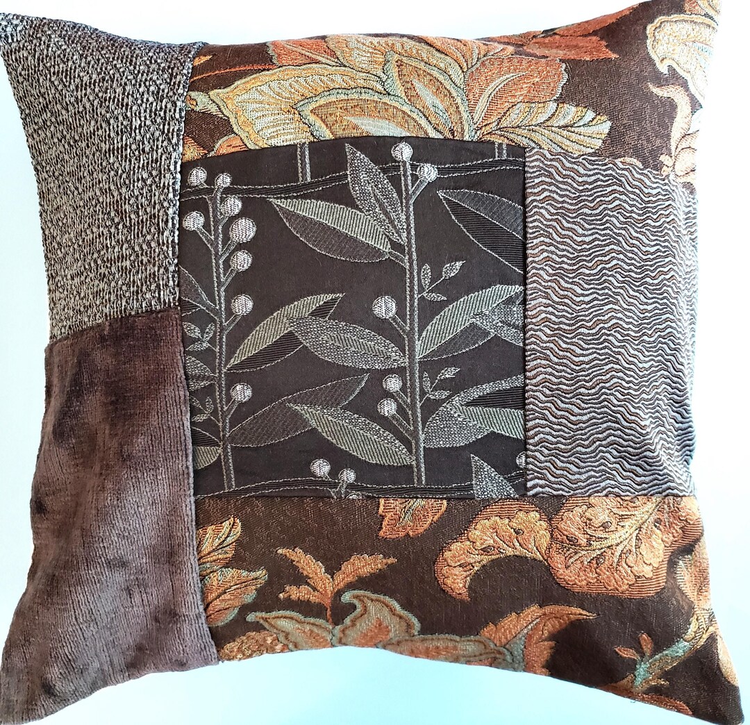 Art Deco Vibe 16x16 Bespoke, Patchwork Luxury Cushion Cover of Rescued ...