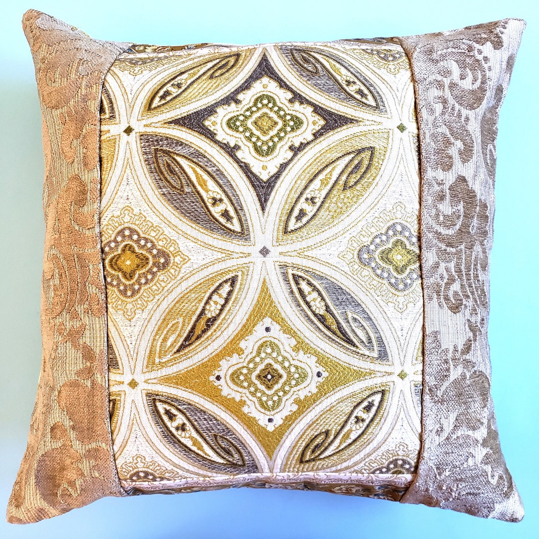 16x16 Mid-century Modern Brocade Gold & Silver Brocade Ultra-luxury ...