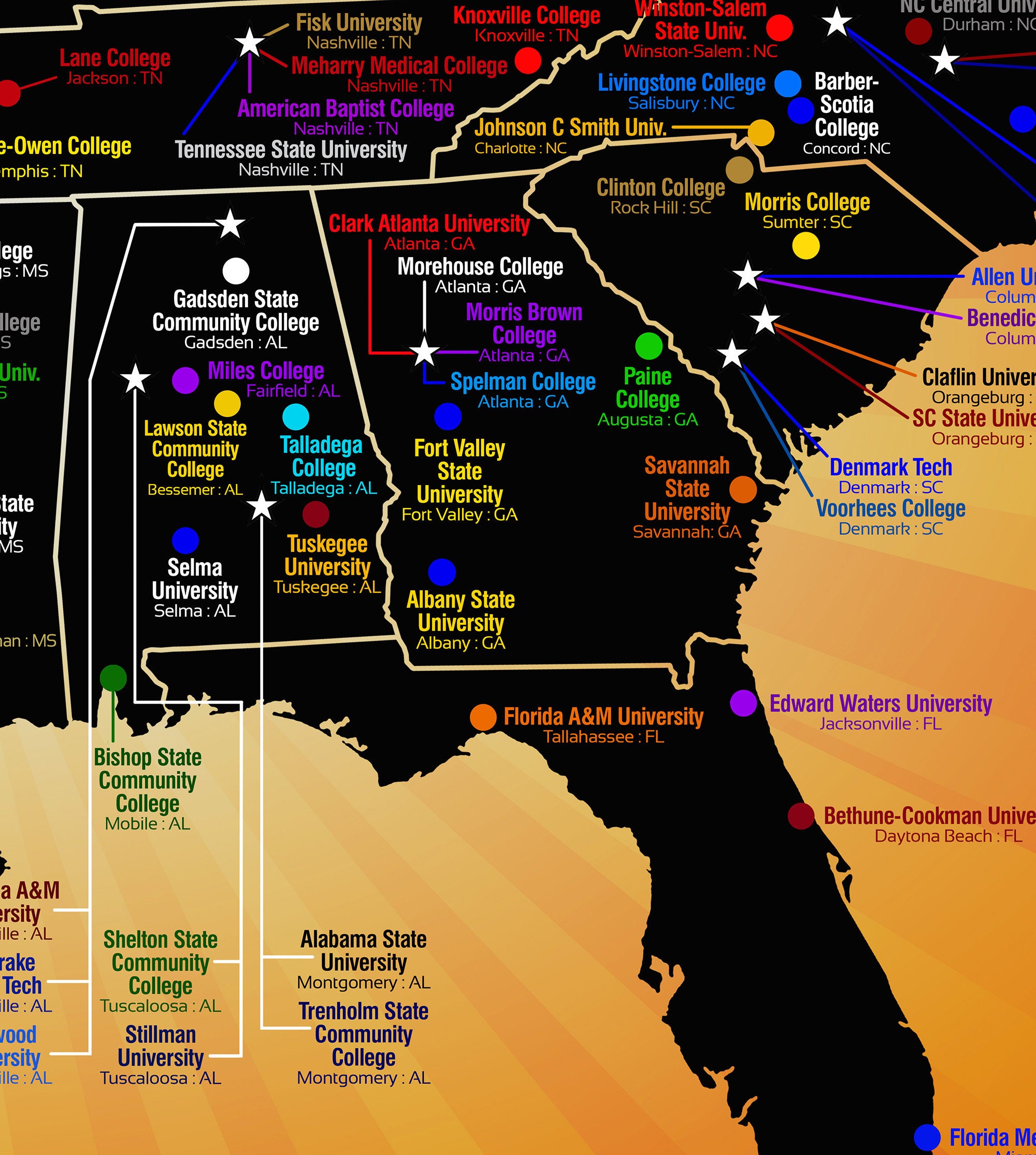 HBCU Locations Map Poster, HBCU Wall Art - Etsy