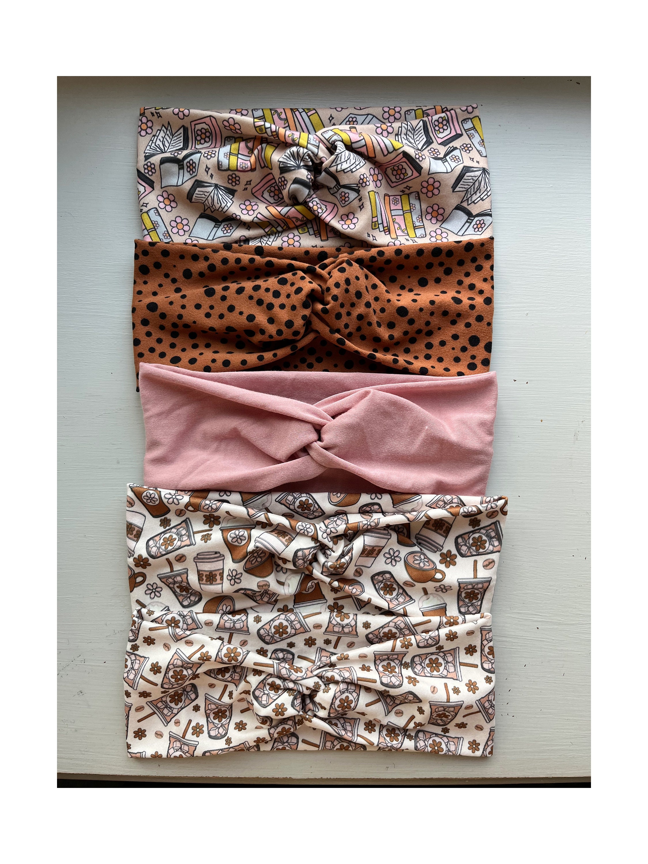 Soft Knit Twist-knot Headbands Reading Prints Coffee - Etsy