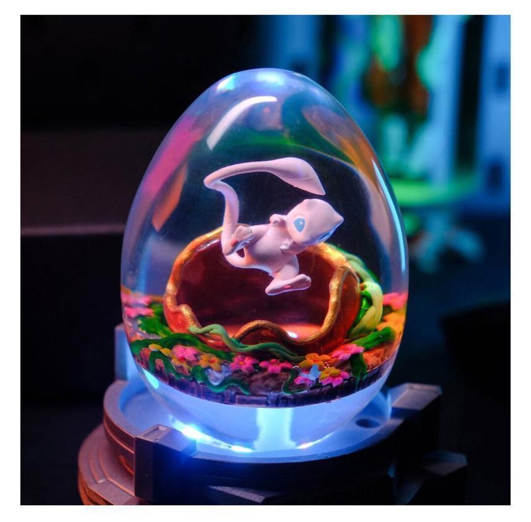 MEW POKEMON Resin Lamp Egg, Custom Epoxy Resin Art, Handcrafted Eggs ...
