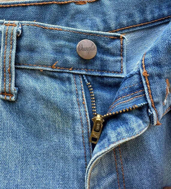 1970s Wrangler Blue Bell Light Blue Flared Bell Botto… - Gem