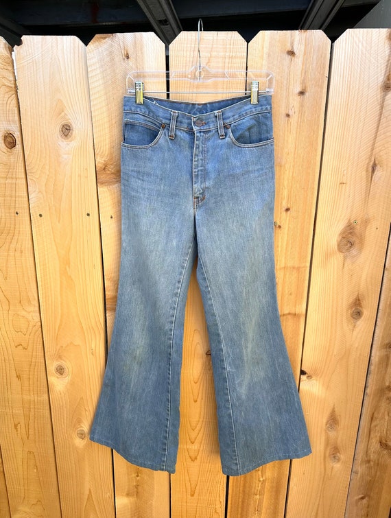 1970s Wrangler Blue Bell Light Blue Flared Bell Botto… - Gem