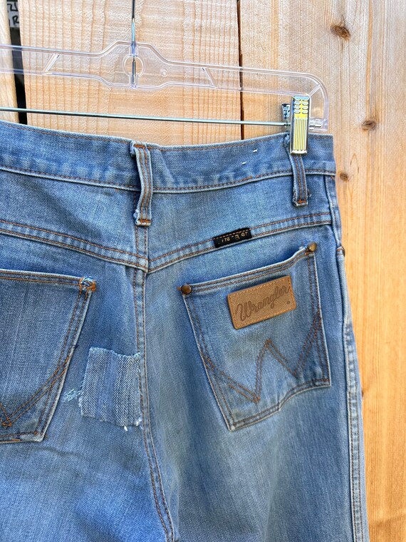 1970s Wrangler Blue Bell Light Blue Flared Bell Botto… - Gem