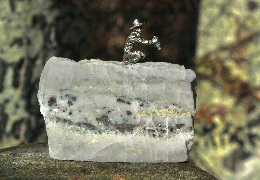 Tiny Gold Miner on Gold Ore From Rescue Mine, Warren Idaho; Vintage ...