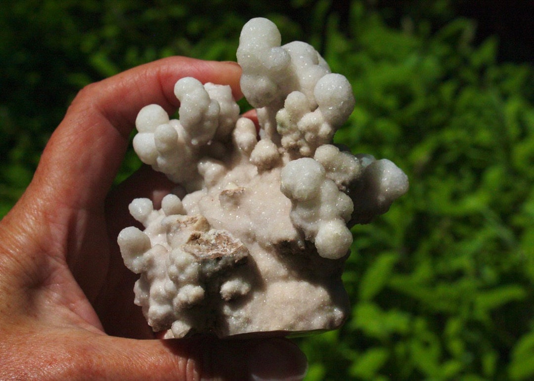 Botryoidal "coral" Chalcedony With Quartz Druse Specimen - Etsy