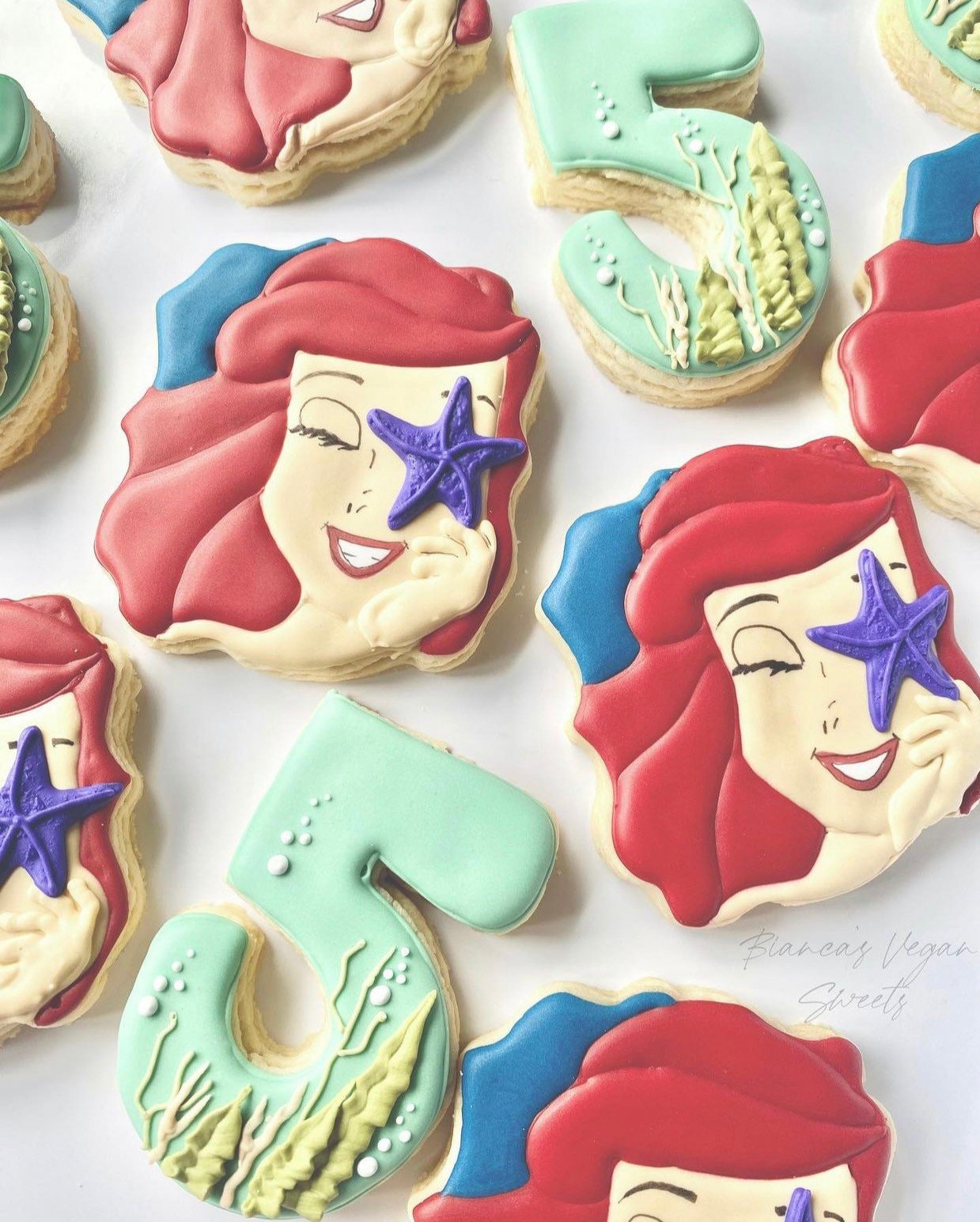 Vegan Little Mermaid Sugar Cookies | Birthday Cookies | Ariel Cookies ...