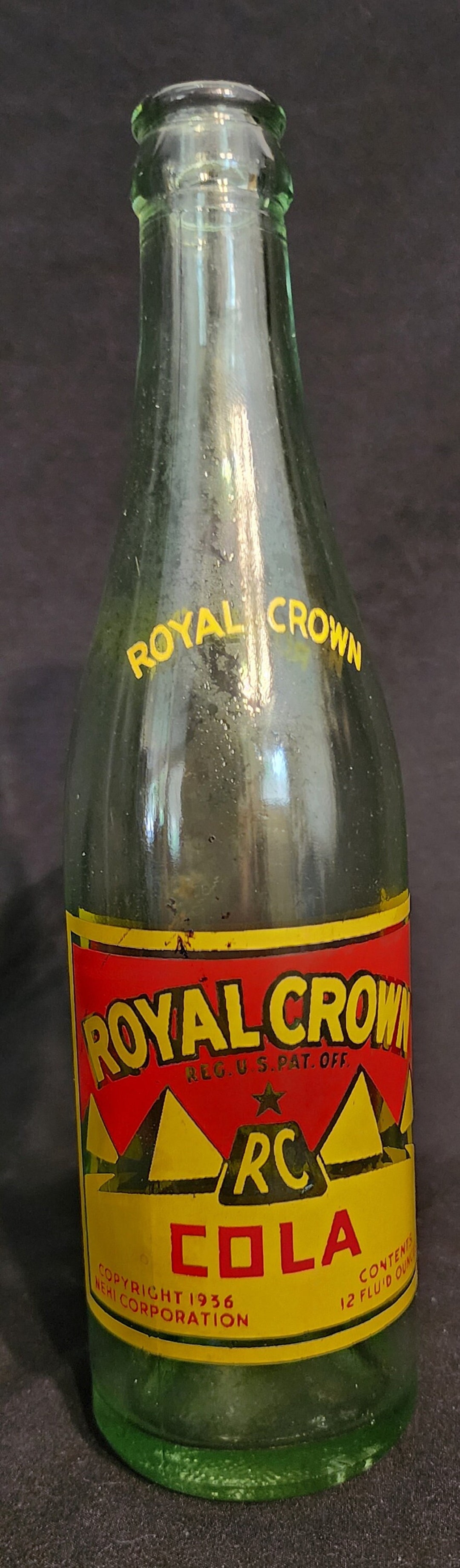 Vintage RC Royal Crown Cola Pyramid Glass Soda Bottle 12 Oz. Duraglas ...